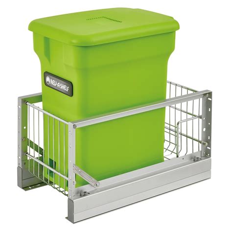 Rev A Shelf 5349 CP 1 Bottom Mount Compost Trash Pull Out With Compost Bin Aluminum Soft Close