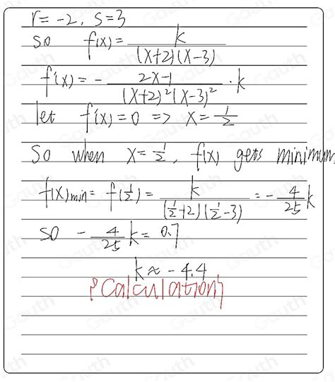 Solved A Reciprocal Of A Quadratic Function Has The Form J X K X R X S K R K The