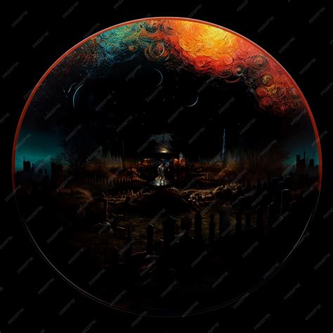 Premium Ai Image A Round Red Circle With A Picture Of A City In The Middle