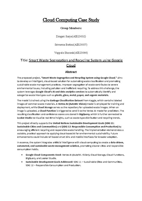 Aie23032 Cloud Computing Case Study Smart Waste Segregation System