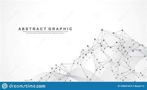 digits abstract background with connected line and dots wave flow