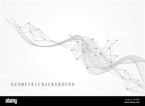 Geometric Abstract Background With Connected Lines And Dots Connectivity Flow Point Molecule