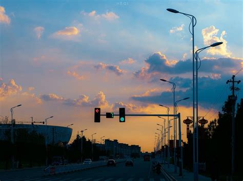 Traffic Lights Clouds Street Fuliang Sky Street Light Sunset