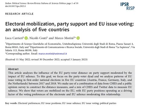 Interested In Eu Issue Voting Risp Italian Political Science Review