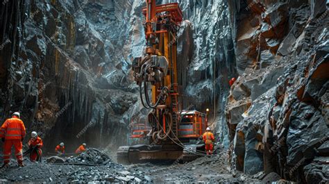 Drilling Operations Action Shot Of A Drilling Machine Boring Into Rock