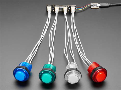 Adafruit Led Arcade Button 1x4 Stemma Qt I2c Breakout Stemma Qt Qwiic Kiwi Electronics