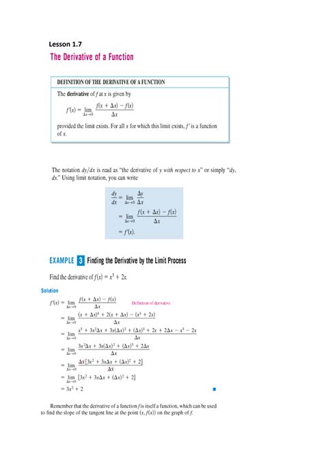 Solution Calculus 1 The Derivative Function Studypool