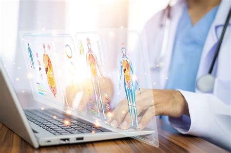 현대 의료 기술 및 Iot 자동화의 의사 Ai 인공 지능 Ai 문서 관리 개념을 사용하는 의사 프리미엄 사진