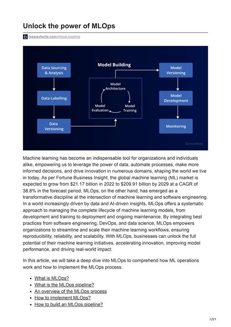 Unlock The Power Of Mlops A Comprehensive Guide To Building A Scalable And Efficient Ml
