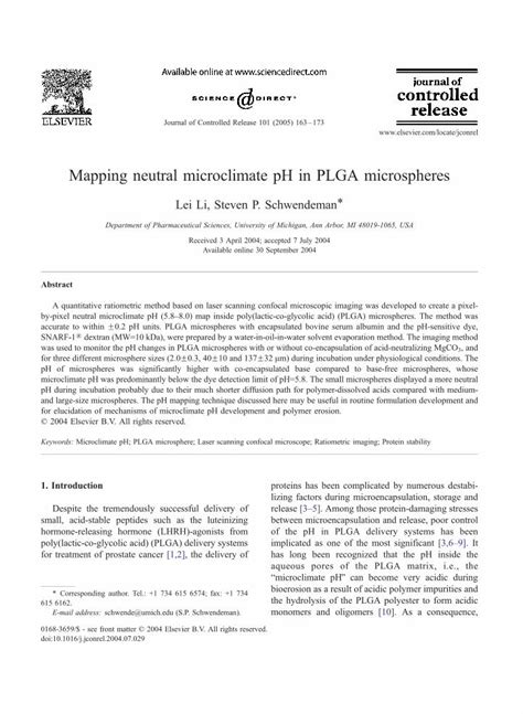 Pdf Mapping Neutral Microclimate Ph In Plga Microspheres Dokumen Tips