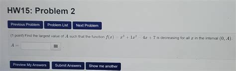 Solved Point Find The Largest Value Of A Such That The Chegg