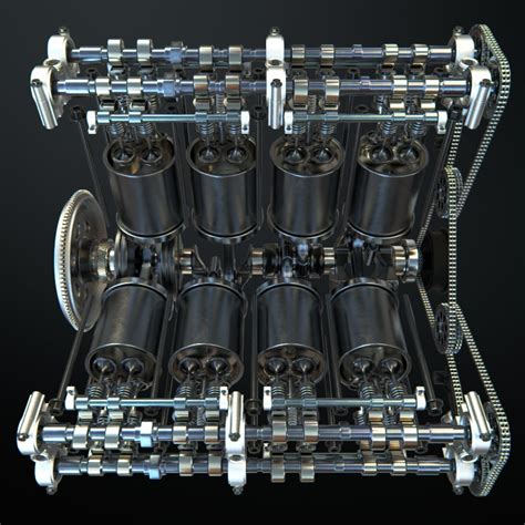 V8 Engine Working Animated 3d Model 250 Ma Fbx Obj Free3d