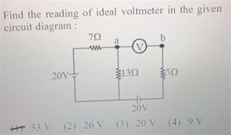 find the reading of ideal voltmeter in the given circuit diagram h 33