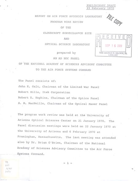 Report On Air Force Avionics Laboratory Program Work Review Of The Cloudcroft Surveillance Site