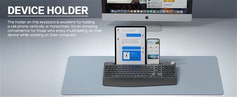 Gamcatz Ergonomic Wireless Keyboard With Wrist Rest Low Profile Phone Tablet Holder