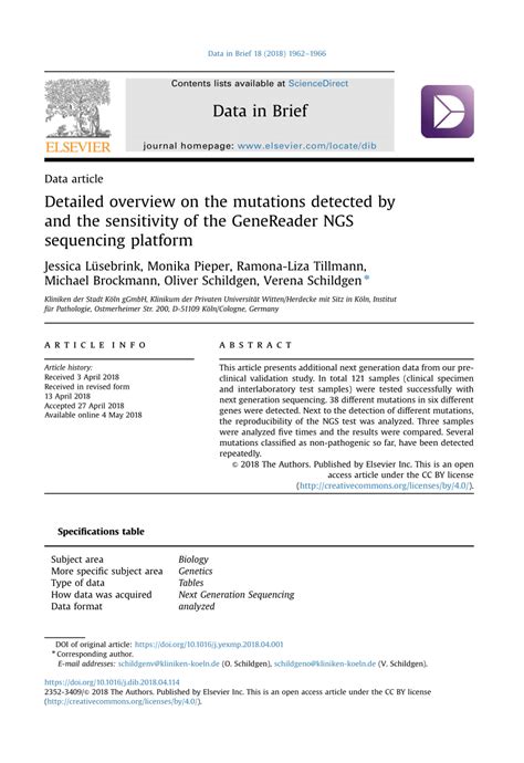 Pdf Detailed Overview On The Mutations Detected By And The Pdf Detailed Overview On The Mutations Detected By And The