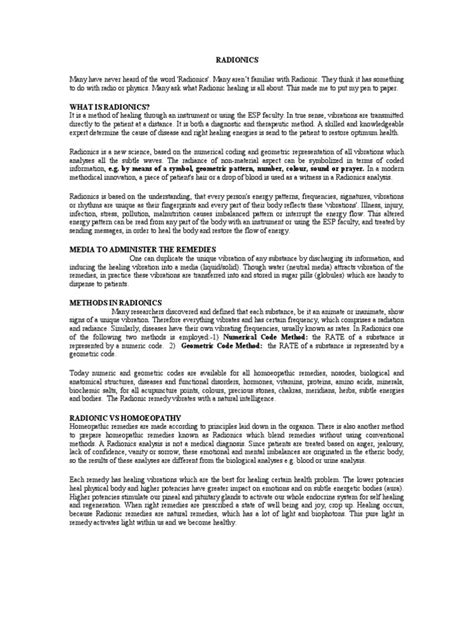 Science Of Radionic Pdf Homeopathy Medical Specialties