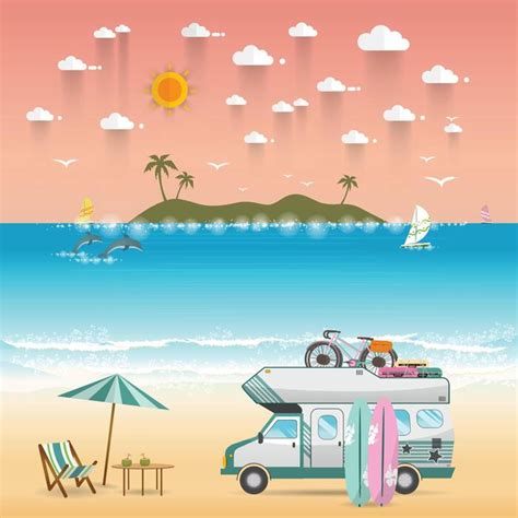 Beach Camping Vector Art Icons And Graphics For Free Download