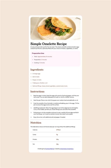 Simple Omelette Recipe Using Pure Css Coding Challenge Solution