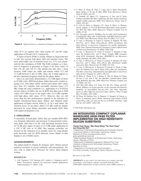Pdf A Integrated Compact Coplanar Waveguide High Pass Filter Implemented On High Resistivity