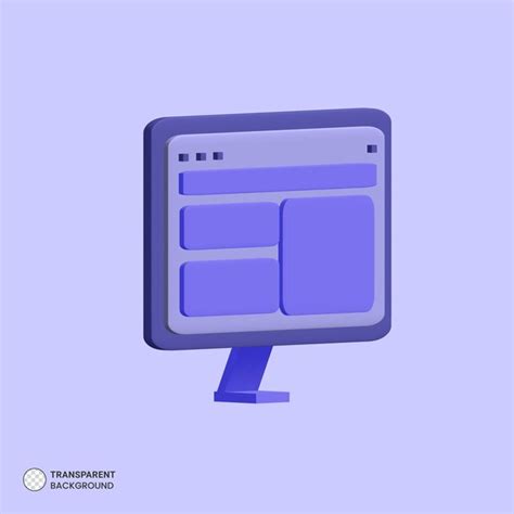 컴퓨터 모니터 3d 아이콘 투명 배경 Pc 모니터 3d 아이콘 일러스트와 함께 렌더링 프리미엄 Psd 파일