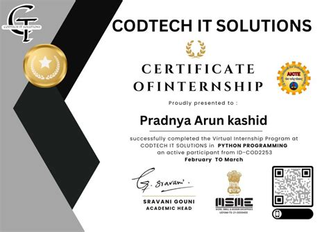 Codtechitsolutions Internship Pradnya Kashid