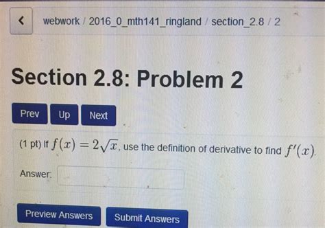 solved webwork 2016 0 mth141 tingland section 2 8 2