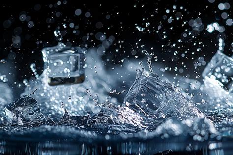 Premium Photo Water Splash With Ice Cubes