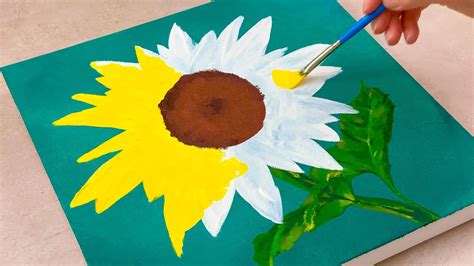 Малюємо Соняшник акриловими фарбами Живопис АСМР Youtube