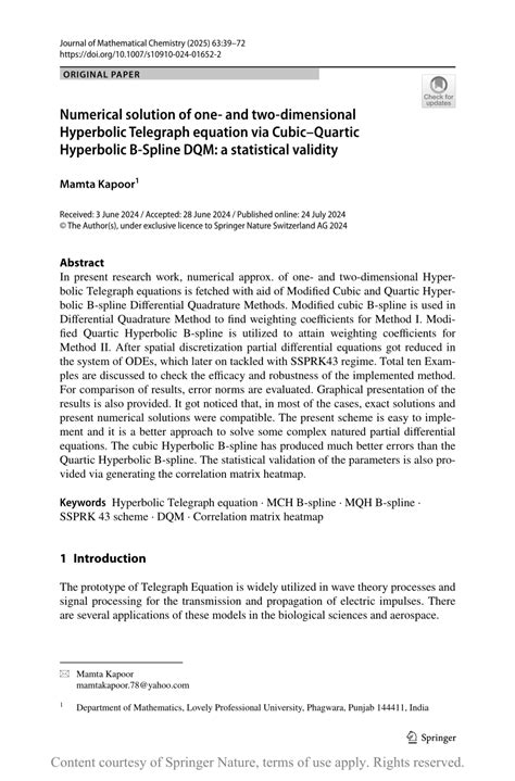 Numerical Solution Of One And Two Dimensional Hyperbolic Telegraph Equation Via Cubicquartic
