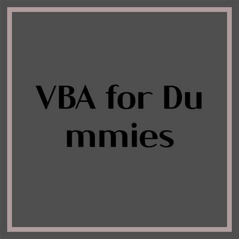 vba for dummies로 시작하는 엑셀 자동화의 기초