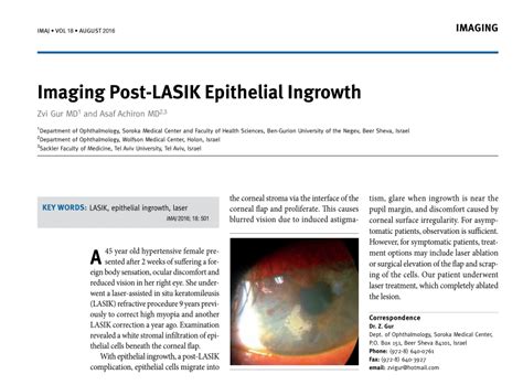 Pdf Post Lasik Epithelial Ingrowth