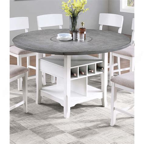 Latitude Run® Dining Room Grey Counter Height Table With Built In Lazy