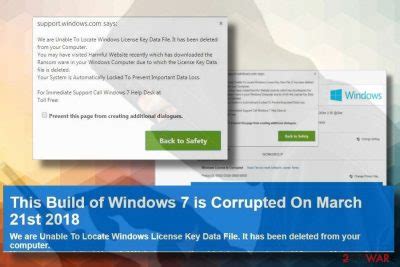 Remove This Build Of Windows 7 Is Corrupted Microsoft Support Scam Easy Removal Guide