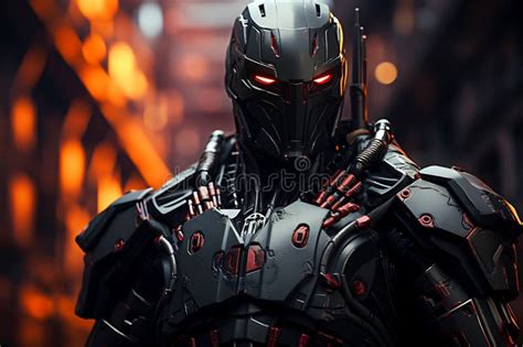 Close Up Of Robot With Gun In His Hand Generative Ai Stock