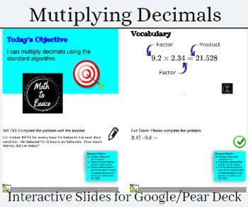 Multiplying Decimals Google Slides With Optional Pear Deck By Math To Basics