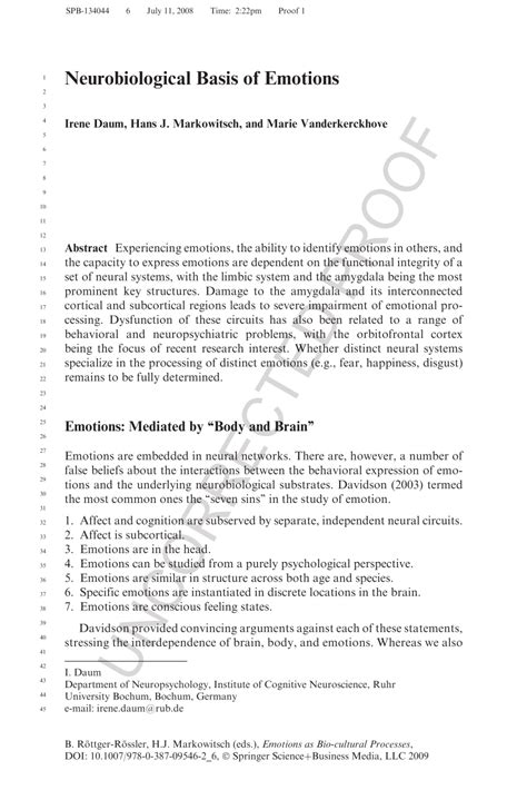 Pdf Neurobiological Basis Of Emotions