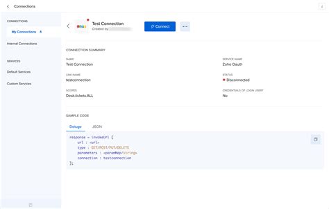 setting up connections zoho desk knowledgebase