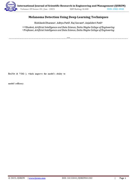 Melanoma Detection Using Deep Learning Techniques Pdf Deep Learning Melanoma