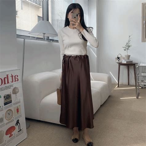 [ 임부핏가능]묶어입는 새틴스커트 에이블리