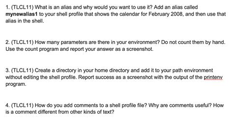 Solved 1 Tlcl11 What Is An Alias And Why Would You Want