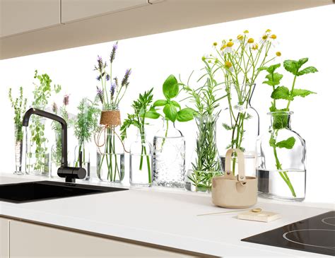 Botanical Floral Glass Backsplash