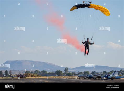 Staff Sgt Jason Bauder Of The U S Army Parachute Team Performs A Demonstration Parachute Jump