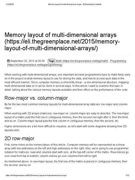 Memory Layout Of Multi Dimensional Arrays Eli Benderskys Website Pdf Array Data Structure