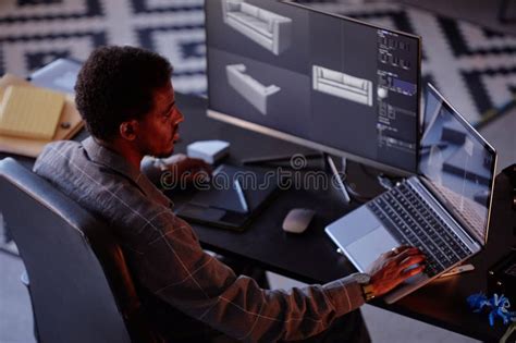 Designing Virtual 3d Models On Computer Screens Stock Image Image Of