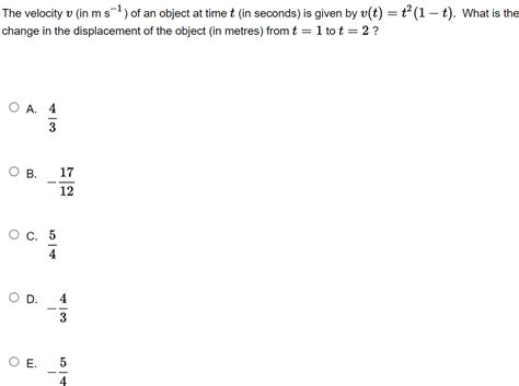 Solved The Velocity V In M S Of An Object At Time T In Chegg