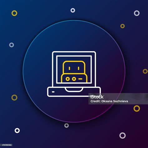 선 만들기 로봇 아이콘은 파란색 배경에 고립되어 있습니다 인공 지능 기계 학습 클라우드 컴퓨팅 다채로운 윤곽선 개념 벡터 0명에 대한 스톡 벡터 아트 및 기타 이미지