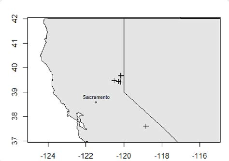 Plot Map Of Sampled Sierra Nevada Stands Plots Are Labeled With A