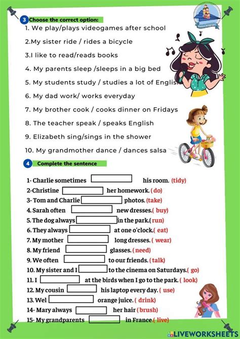 Present Simple Affirmative Interactive Exercise For 5 Simple Present