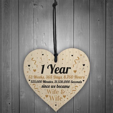 St Wedding Anniversary Gift For Wife Heart Same Sex Present